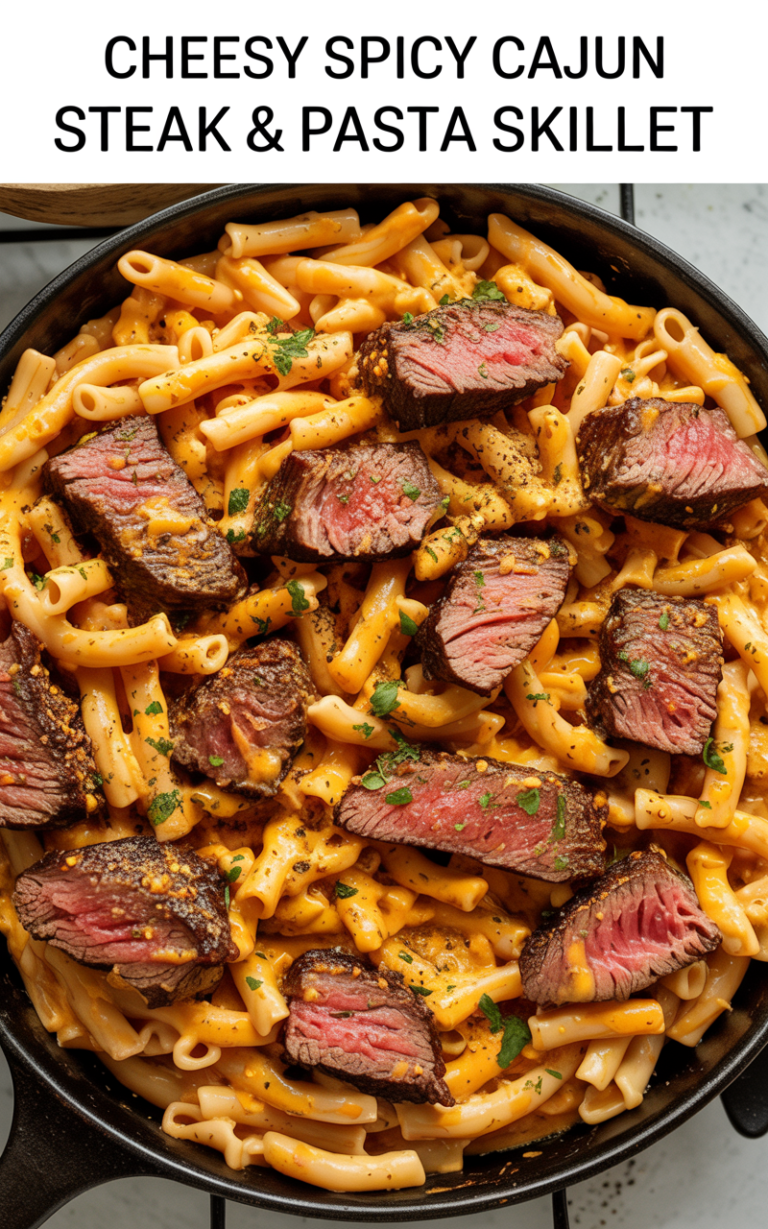 Bold Indulgence: Cheesy Spicy Cajun Steak & Pasta Skillet Delight ...